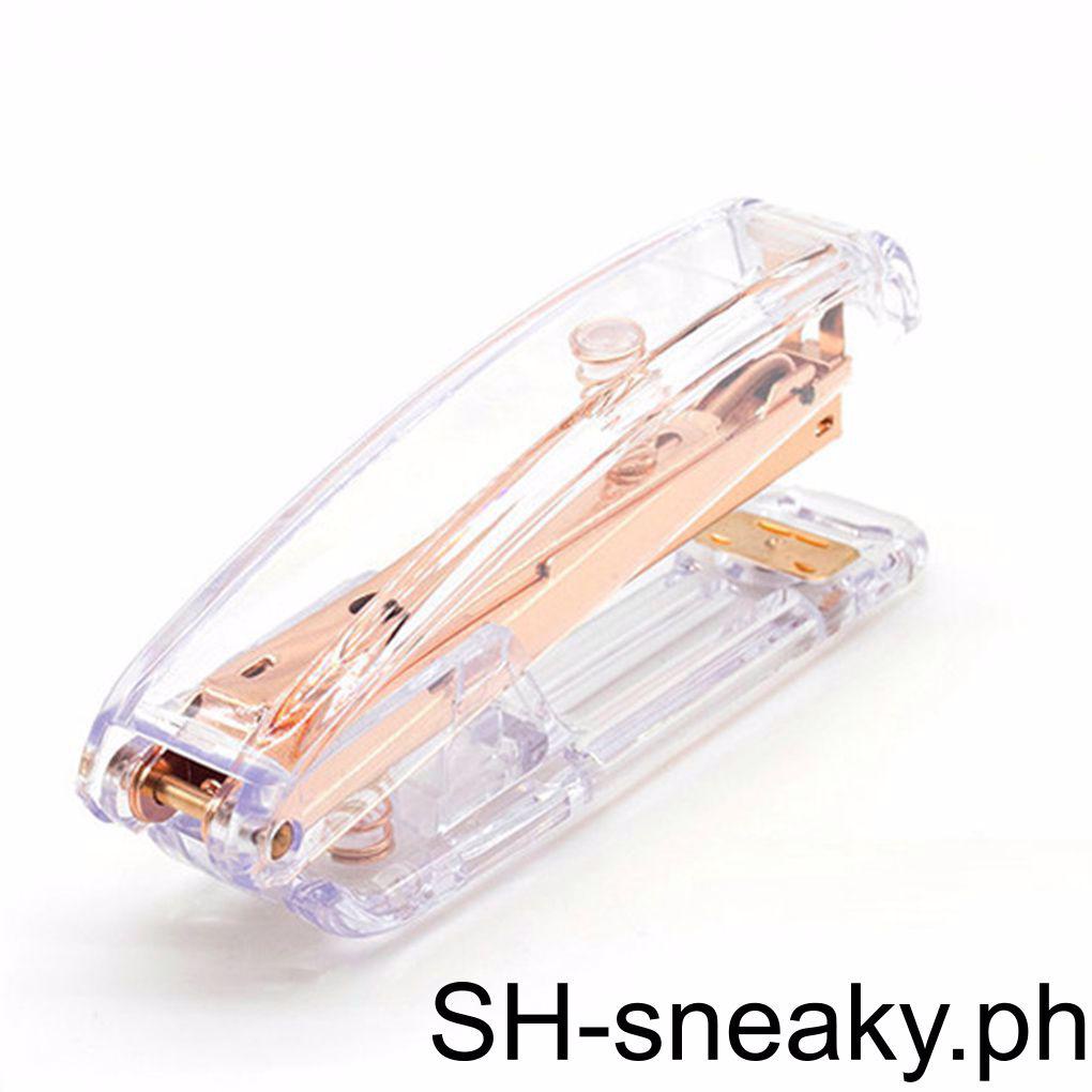 Clear 25 Sheet Stapler Portable Spring Powered Stapler Paper Clip ...