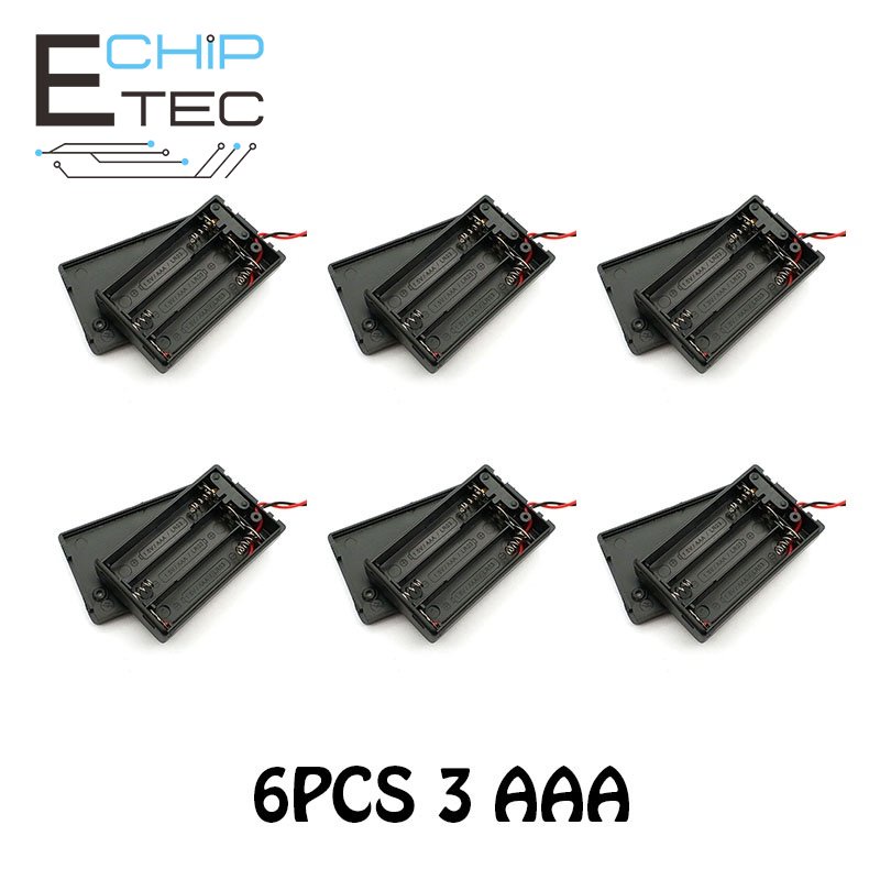 6PCS 3 x AAA Plastic housing bracket battery storage cover box with on ...