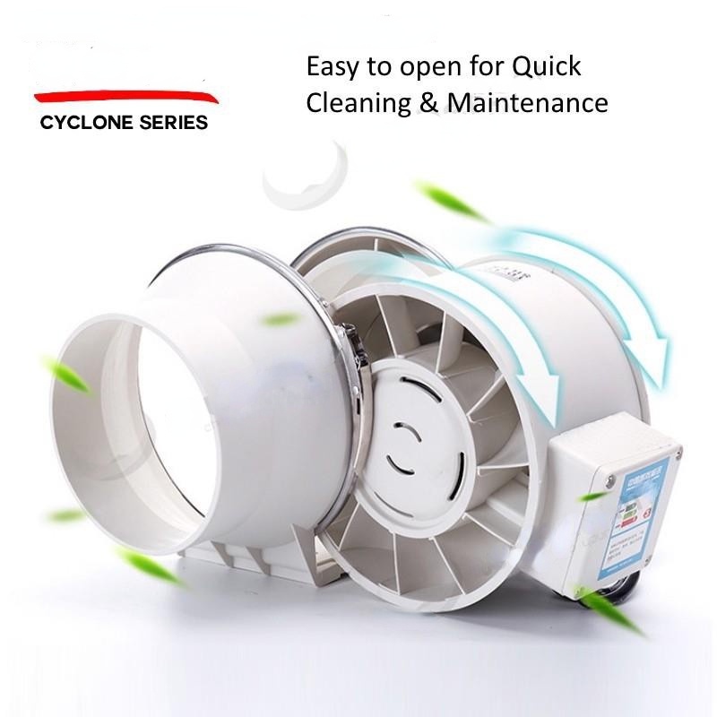 4"/ 6"/ 8" inch High Suction Power Inline Duct Booster Fan Exhaust Fan ...