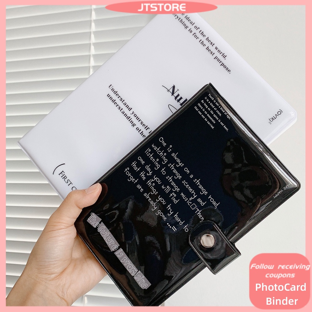 Photo Card Binder Mirror 6 Hole Note Binder Black and White A5 Handbook ...