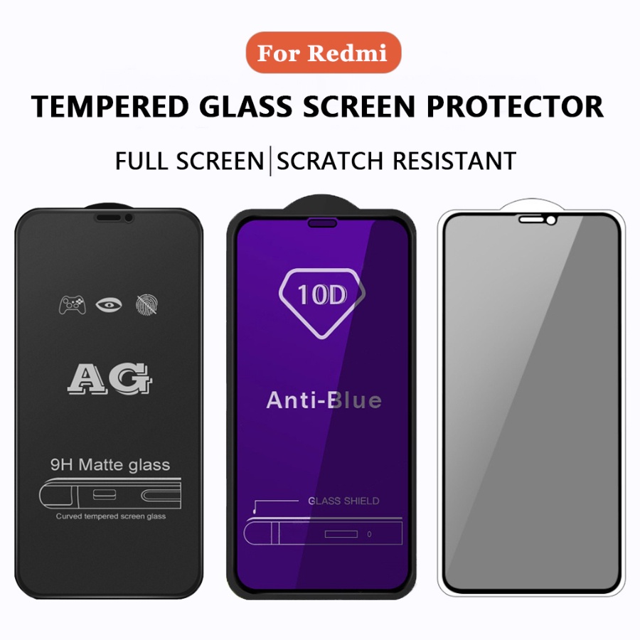 Xiaomi Mi Redmi 9 9A 9C 9T 10 10A 10C 12C 13C Full Cover Tempered Glass Screen Protector 10D ...