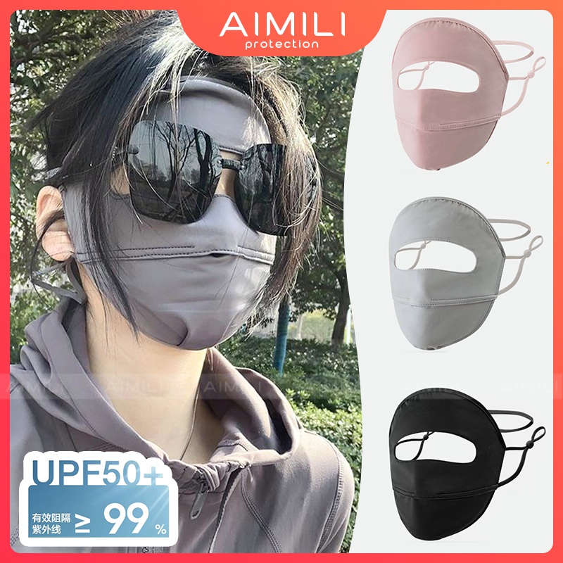 [New Arrivals] Ice silk Sun Protection UPF50+ 2 Layer Cloth Ninja Face Mask 99% UV Protection ...