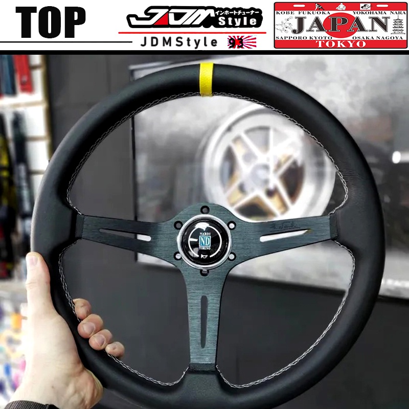 NARDI 370mm/14.5inch Racing Car Real Leather Drifting Steering Wheel ...