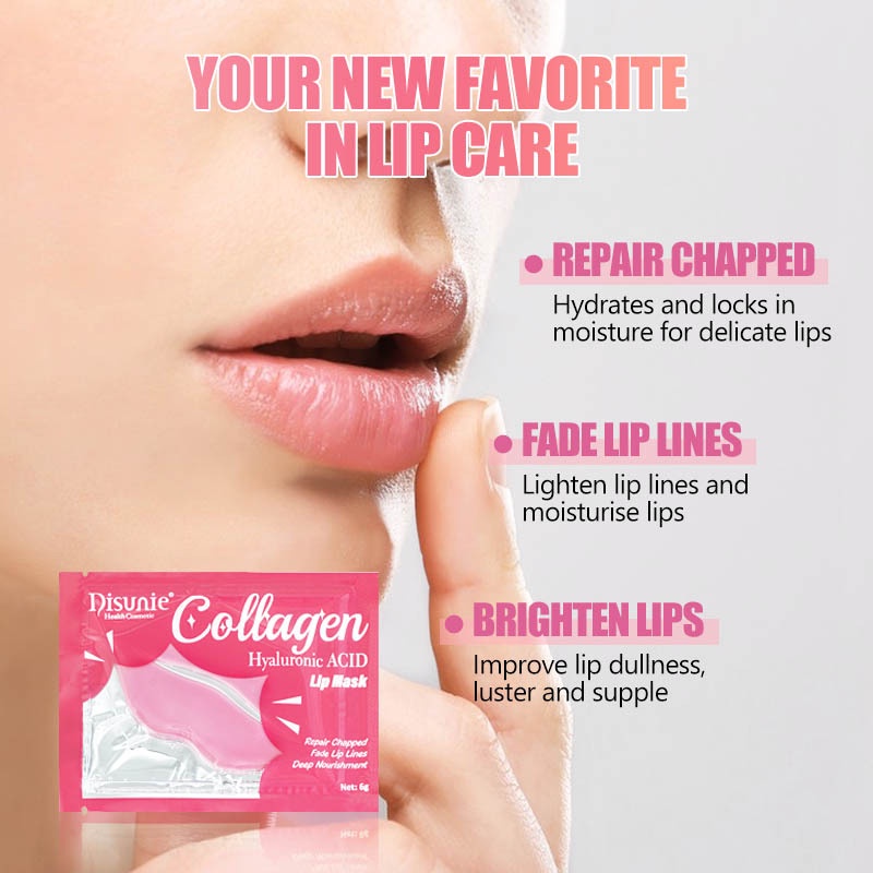 Hyaluronic Acid Collagen Lip Mask 10PCS Fade lip lines Moisturize lips ...