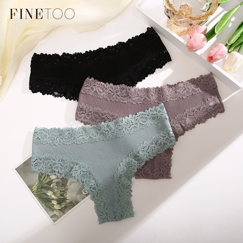 FINETOO Cotton Panties for Women Floral Lace Briefs Comfortable ...