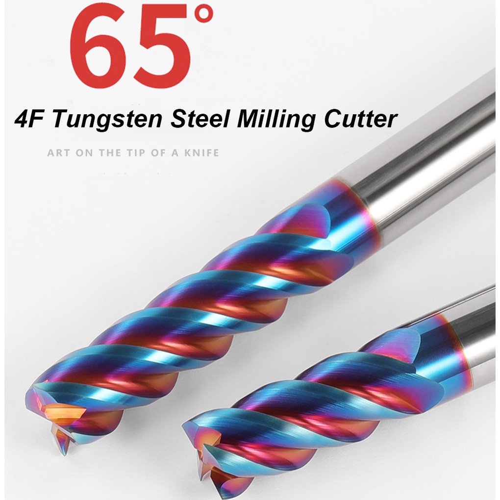 HRC65 Carbide Square End Mill Set 4 Flutes Titian Coated Milling Cutter ...