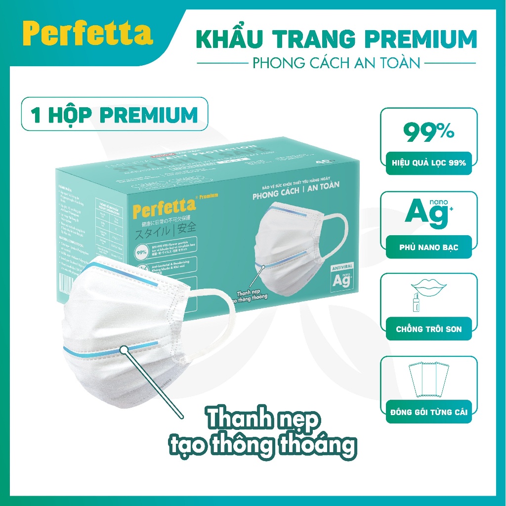 Premium Medical Mask - Genuine Perfetta Premium AG+, 2 Ventilation ...