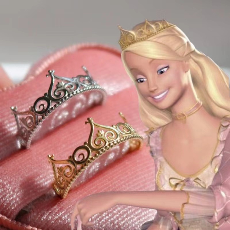Barbie Princess Crown Ring for Women Gold Silver Adjustable Opening ...