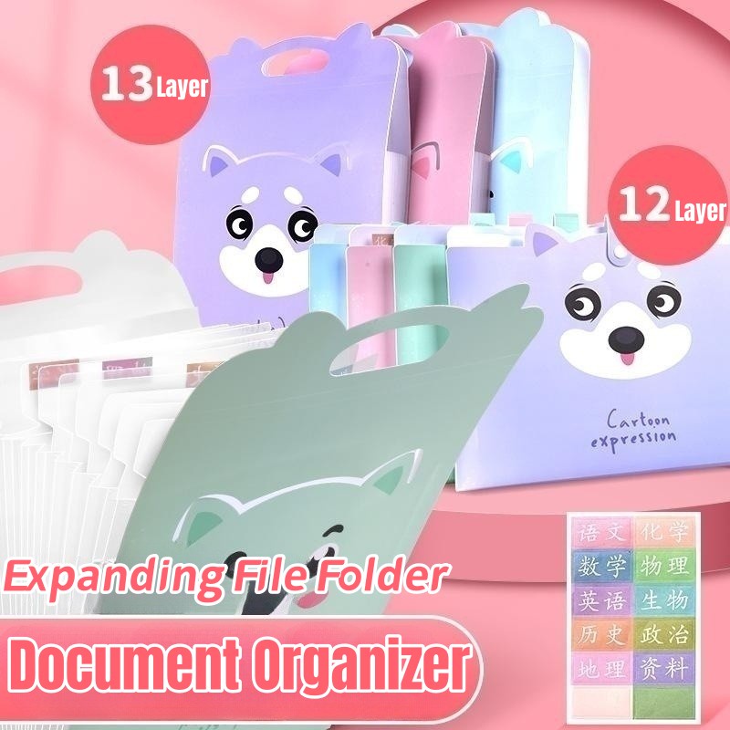 12 13pockets A4 Handbag Expanding File Folder Clear Book Expandable Envelope Document Organizer