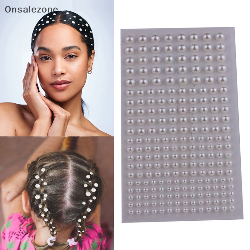 ONPH Hair Pearls Stick On Self Adhesive Pearls Stickers Face Pearls ...