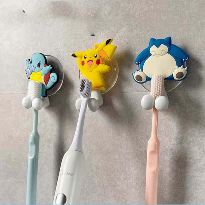 2023 Anime Pokemon Pikachu Wall Mounted Suction Cup Toothbrush Holder ...