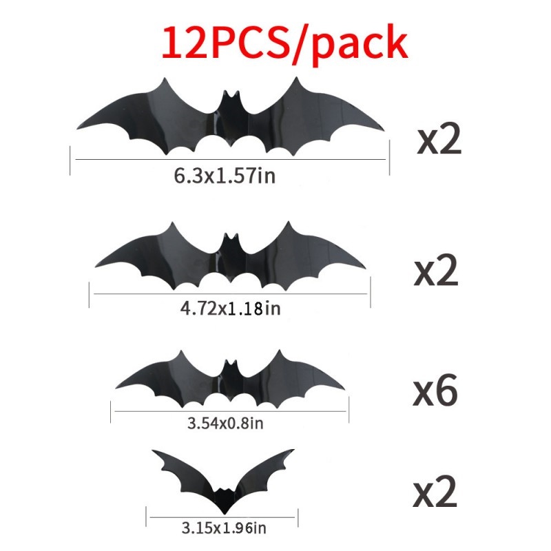 Bats Wall Stickers Halloween Decorations for Home 3D Scary Bats Window ...