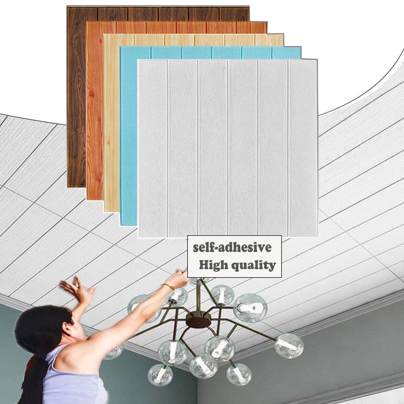 wall panel Foam 3D wooden wallpaper 3D wall sticker foam self adhesive ...