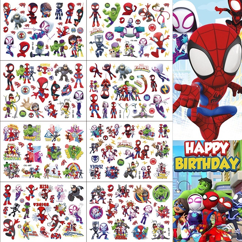 Cartoon Spider Man Tattoo Watermark Decal Sticker 10.5x15.5 Cm Spider ...