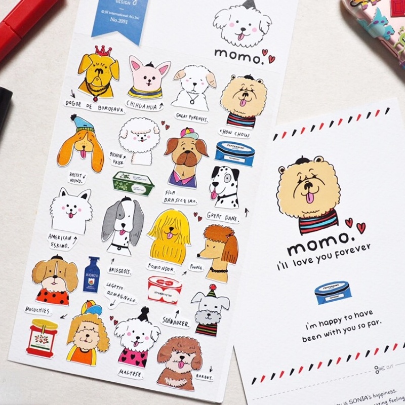 Korean Import Original Sonia Dog Head Nylon Stickers Scrapbooking Diy ...