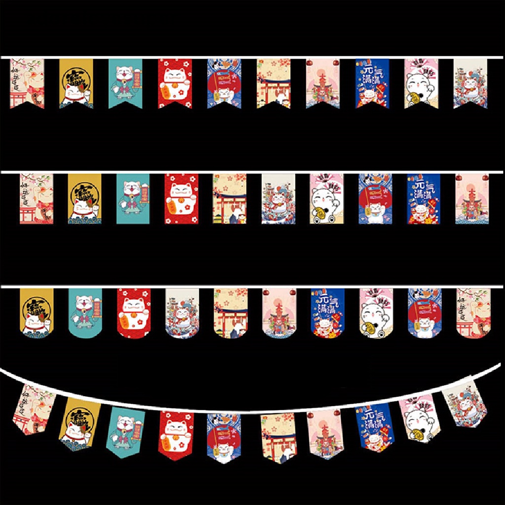 AD1PH Japanese Style Lucky Cat Hanging String Flag Sushi Restaurant ...