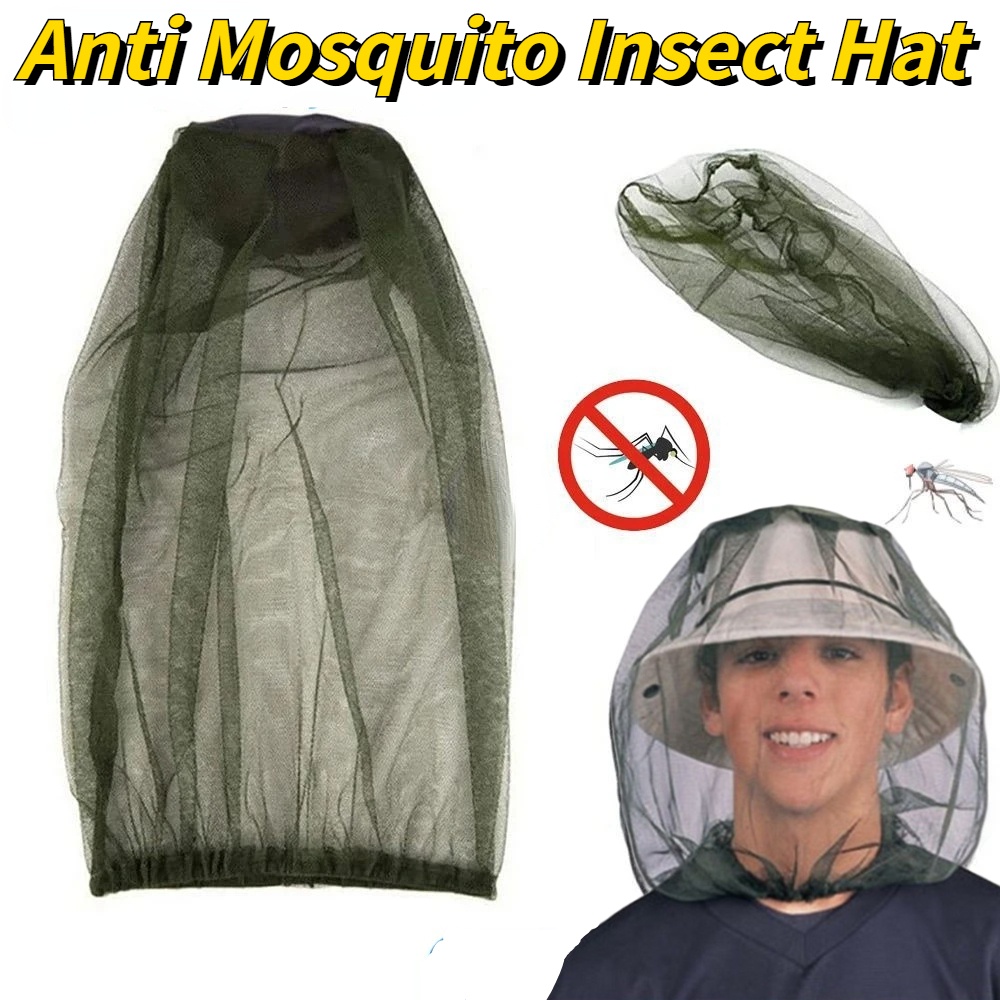 Outdoor Anti Mosquito Insect Mesh Hat Fishing Hat Bug Mesh Head Net ...