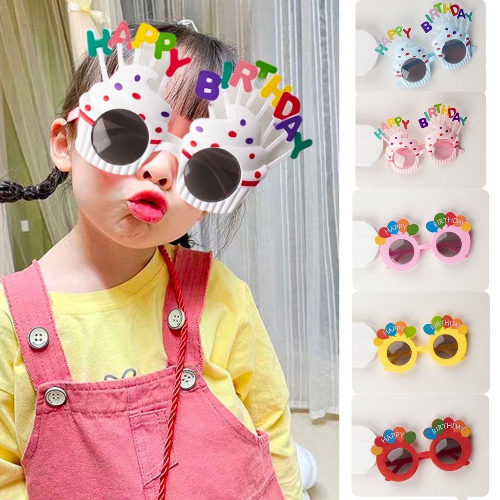Kids Fashion HAPPY BIRTHDAY Sunglass Photo Props Cute Birthday Eyewear ...