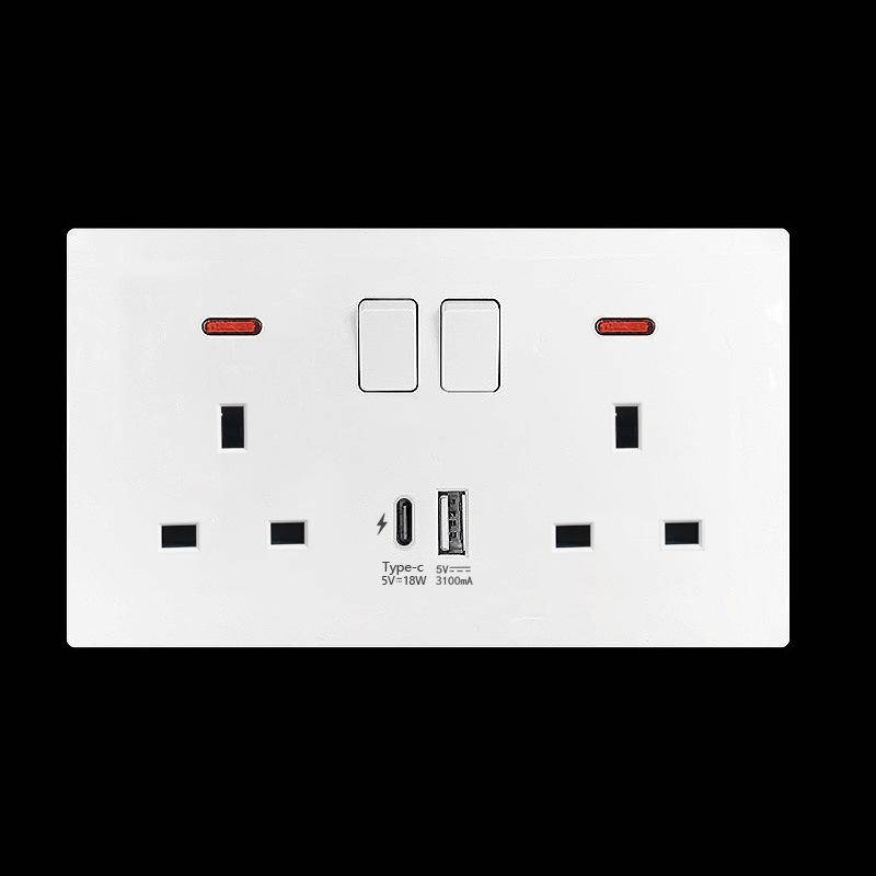 PC British Standard Socket Type 146 Singapore Malaysia Dual 13A Square ...