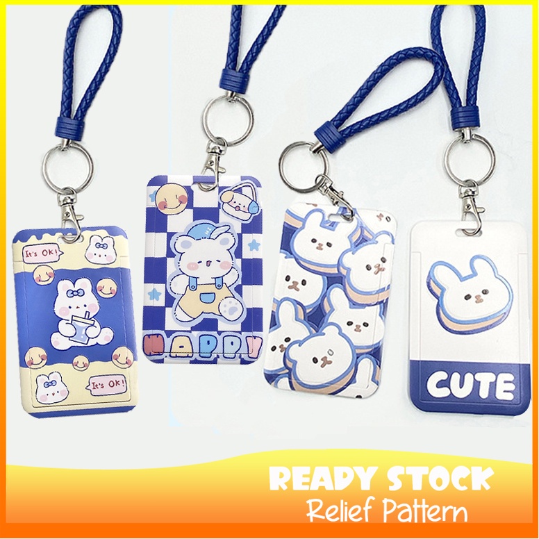 Touch-and-Go Office Cute Rabbit ID Card Holder Short Lanyard Embossing ...
