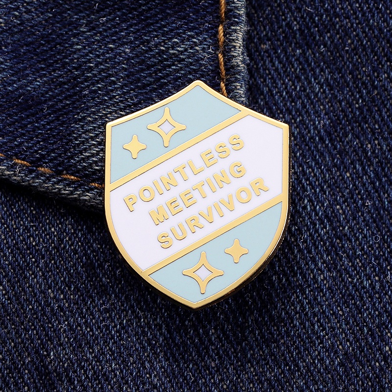 Pointless Meeting Survivor Enamel Pin Text Brooch Lapel Badge Pins ...