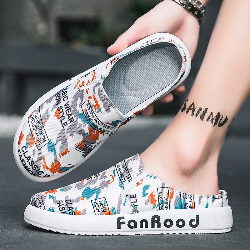 Fashion half slippers Summer half slippers men thick bottom lazy shoes ...