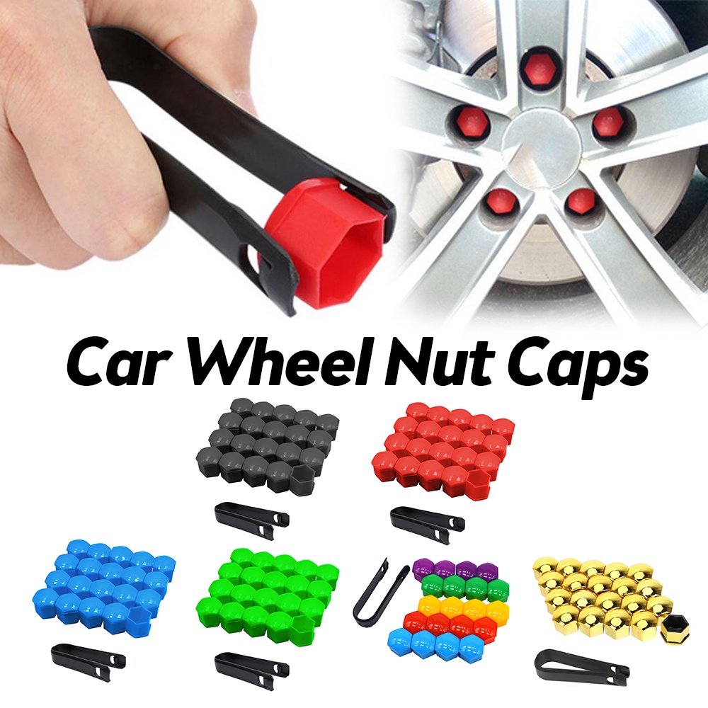 ABS Nut Cover Flexible Fit Wheel Lug Nut Cap Fits 17mm 19 mm 21mm Pack of 20 Includes Extractor ...