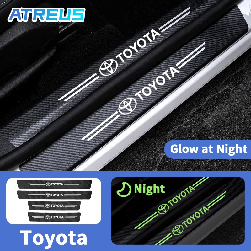 Toyota Luminous Carbon Fiber Leather Car Door Sticker Protector Auto ...