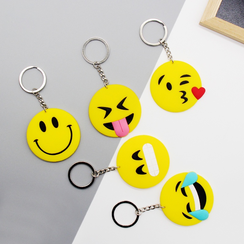 Pvc Soft Rubber Emoji Bag Car Keychain Emoji Smile Crying School Bag ...
