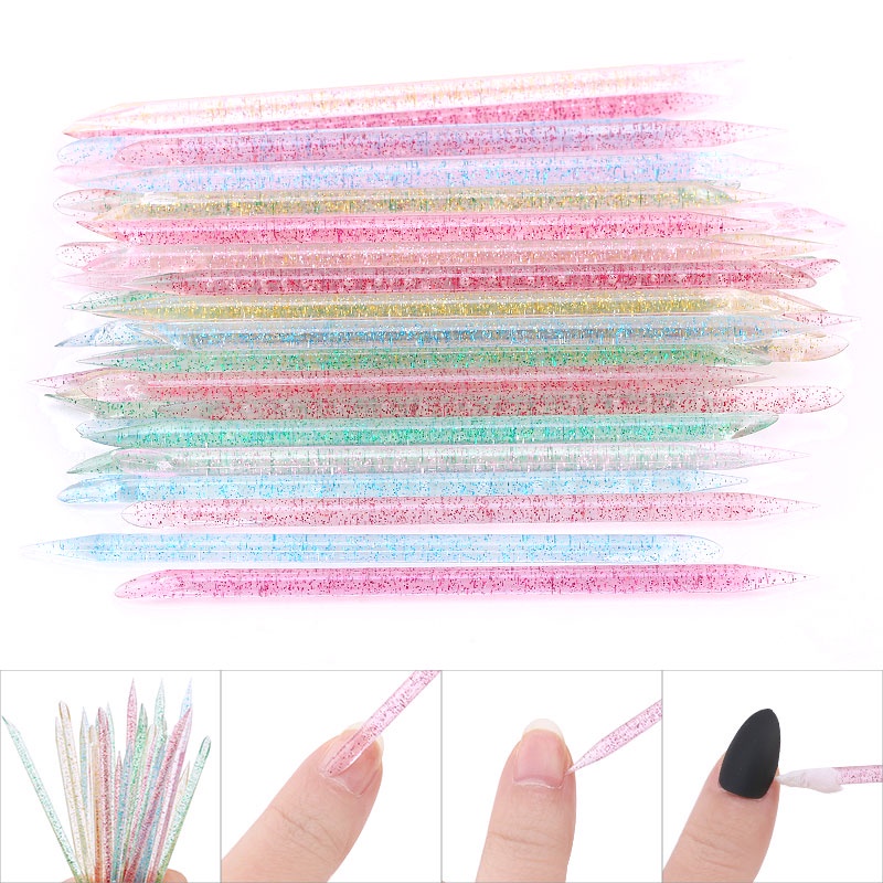 Fake Nail Tools 10pcs Crystal Cuticle Pusher Crystal Sticks Dual-ended ...