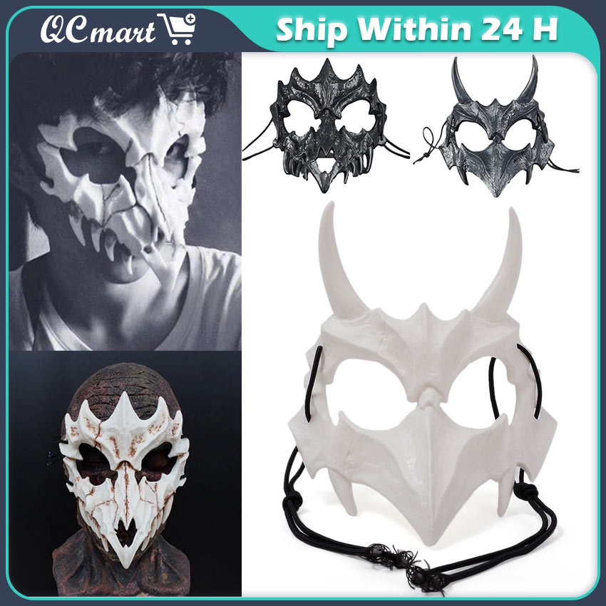 Anime Dragon God Skeleton Half Face Mask Unisex Halloween Masquerade ...