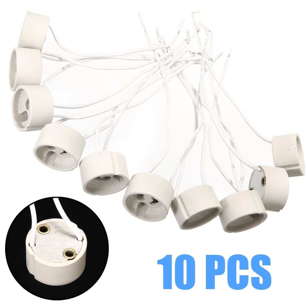 10pcs GU10 Ceramic Socket Holder Bulb Halogen Lamp Wire Connector ...