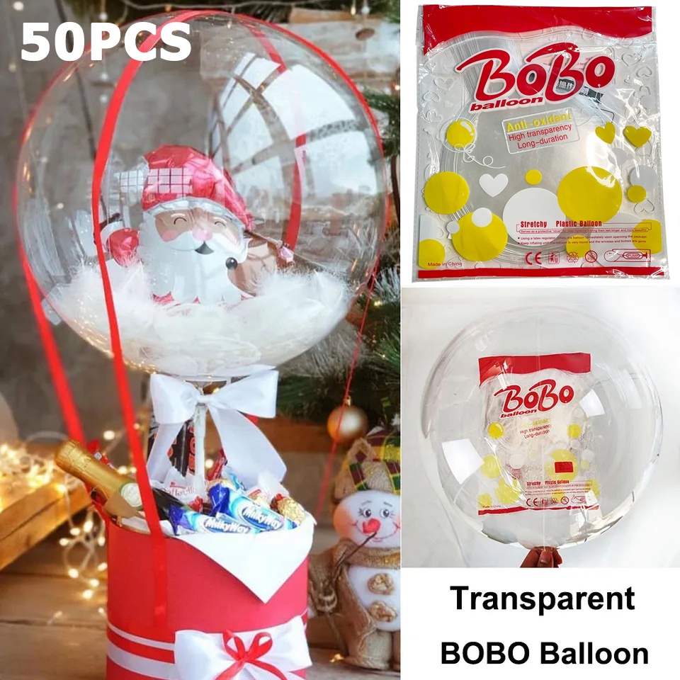 50 Pcs Bobo Balloon Set 18''20''24 Inch Clear Balloon Transparent ...