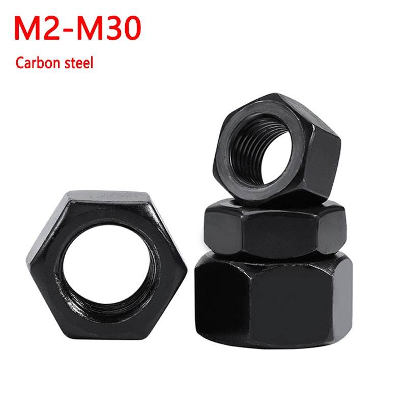 Black Grade 8.8 Steel Hexagon Nut M2 M2.5 M3 M4 M5 M6 M8 M10 M12-M30 ...