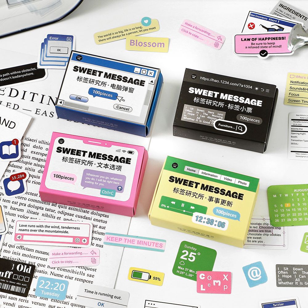 Cdaily|100pcs Label Sticker Pack Korean Retro Dialog Sticker Creative ...