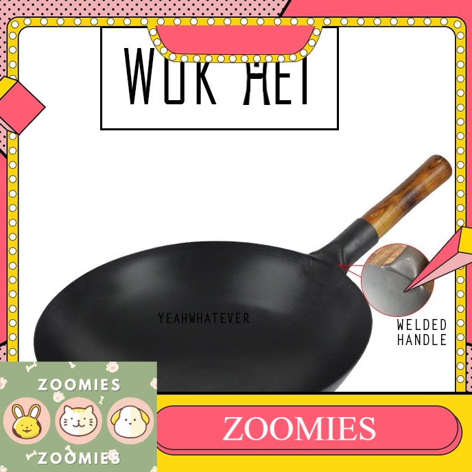 Chinese Wok Traditional Hand-Forged Nonstick Pan Carbon Steel Wok Pan ...