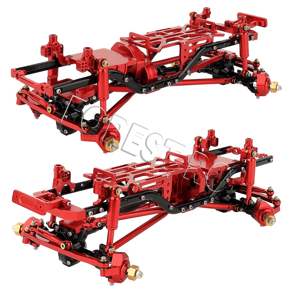 4WD Metal Full Chassis Frame Refit Kit with Front Rear Steering axle Bumper Wheels Hub Rim for ...