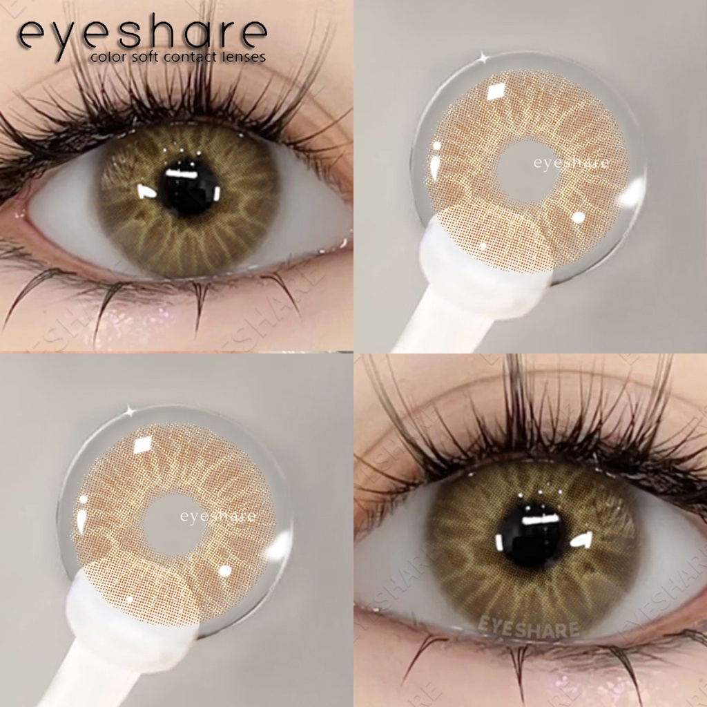EYESHARE Lens Color Cosmetic For Eyes Yearly 0 Degree Brown 2 Pcs ...