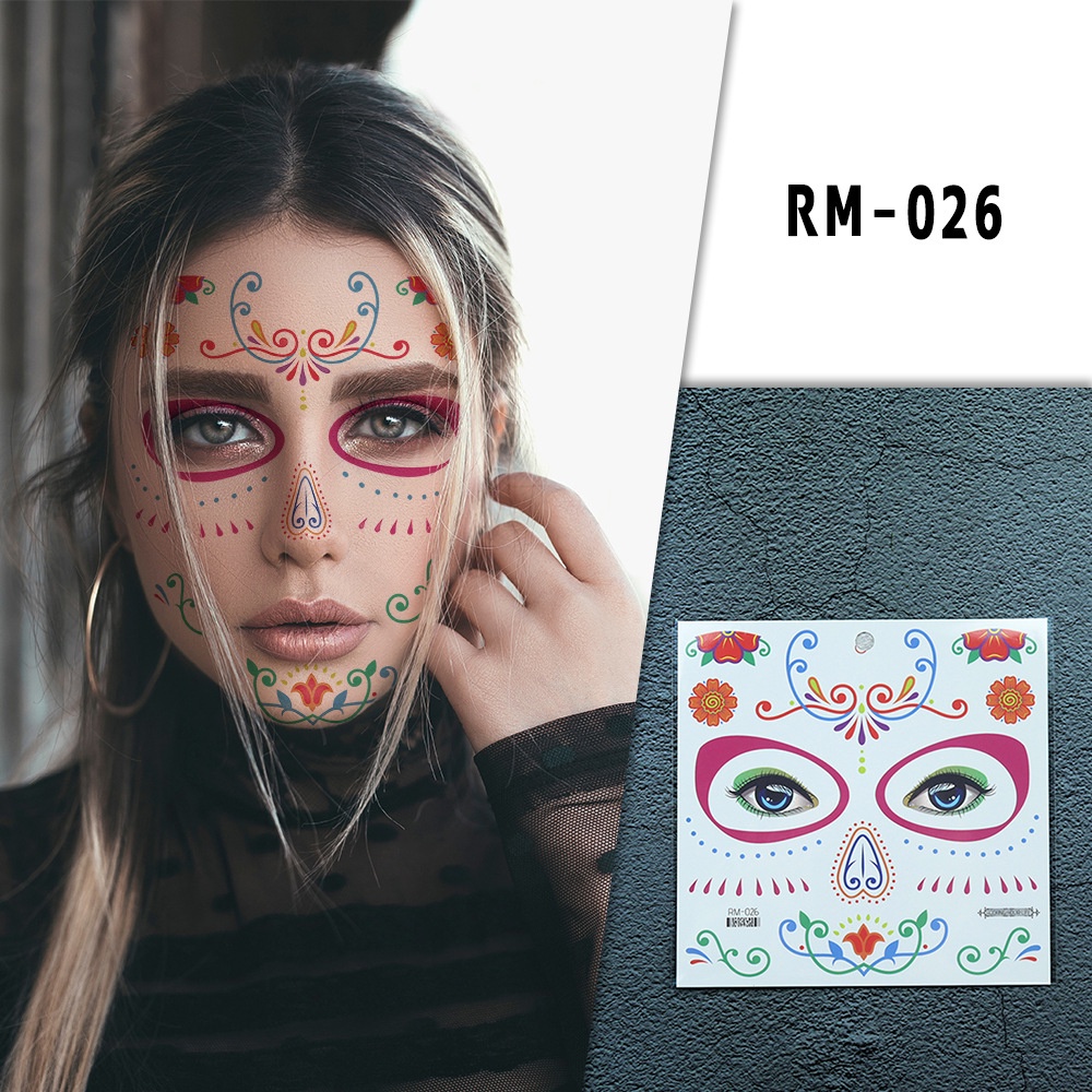 Holiday Tattoo Stickers Halloween Scary Face Tattoo Makeup Party ...
