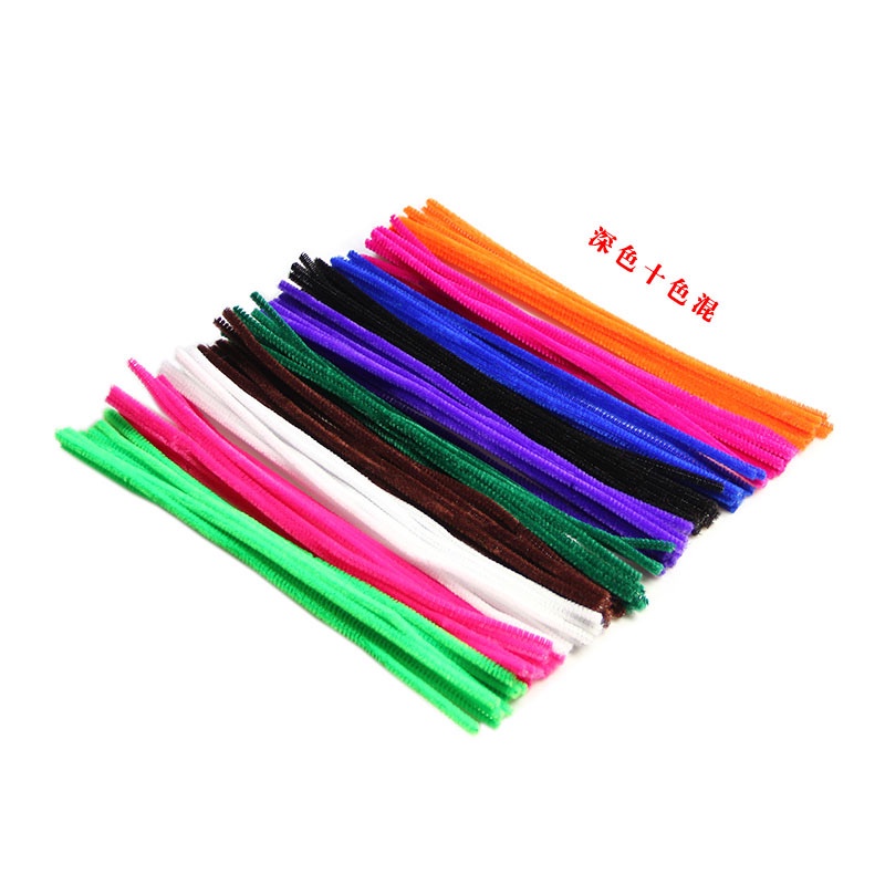 100PCS Fuzzy Wire Flower DIY Chenille Stem Pipe Cleaners Rods Craft Toy ...