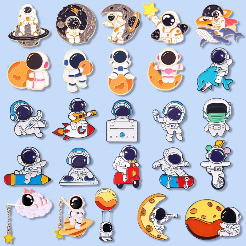 Cartoon Astronaut Lapel Pin Cute Astronaut Brooch Astronomy ...