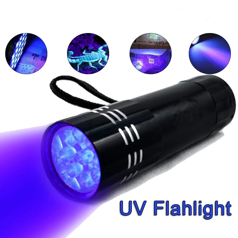 9 LED Flashlight Purple Light UV Torch Lamp/Multi-Functional Purple ...
