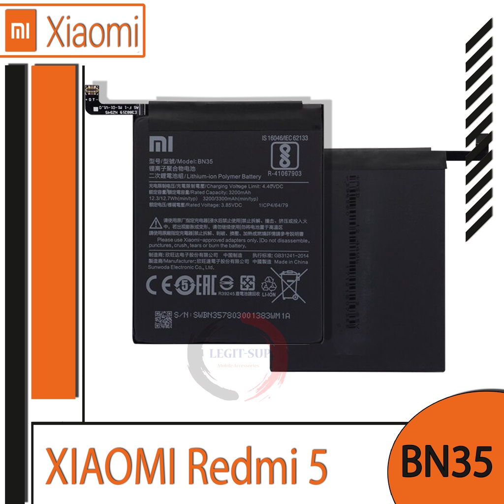 XIAOMI Redmi 5 Battery, Model: BN35 (3300mAh) | Shopee Philippines