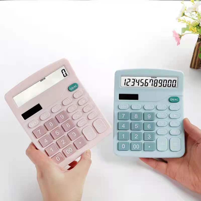 Color calculator 12-digit dual power large-screen calculator Solar ...