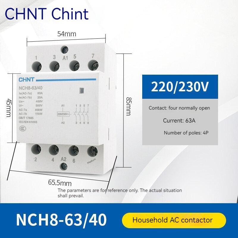 CHINT NCH8-63/40 Household 63A 4NO Din Rail AC 220V 230V Contactor | Shopee Philippines