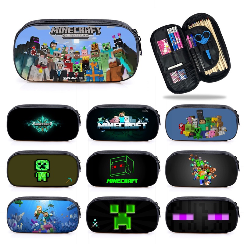 [In Stock!!]Minecraft Pencil Case Multilayer Anime Pen Bag Boys Girls ...