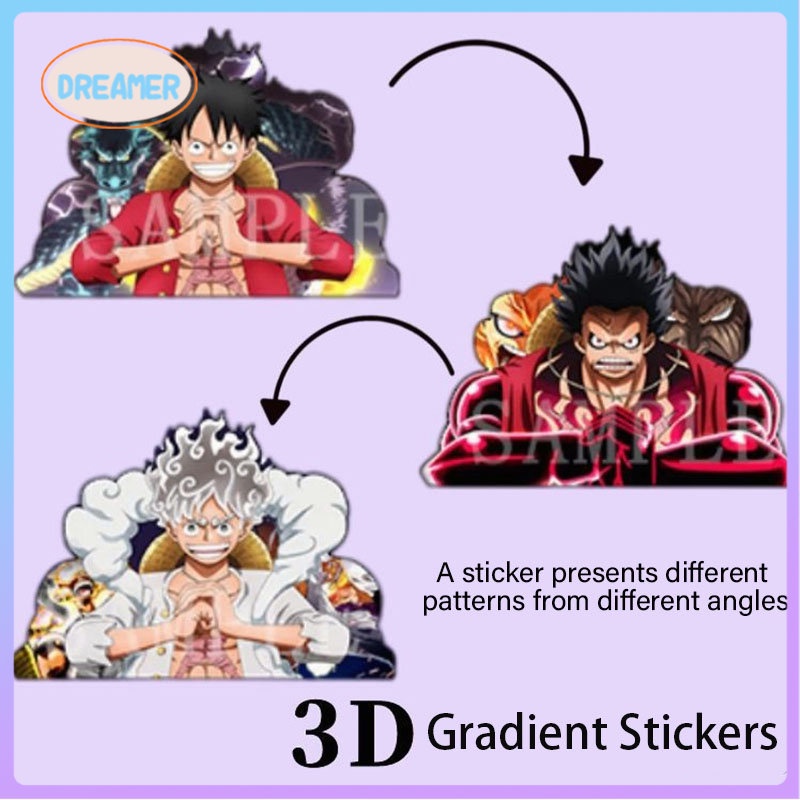 One Piece 3D Gradient Sticker Waterproof Illusion Car Sticker Anime ...