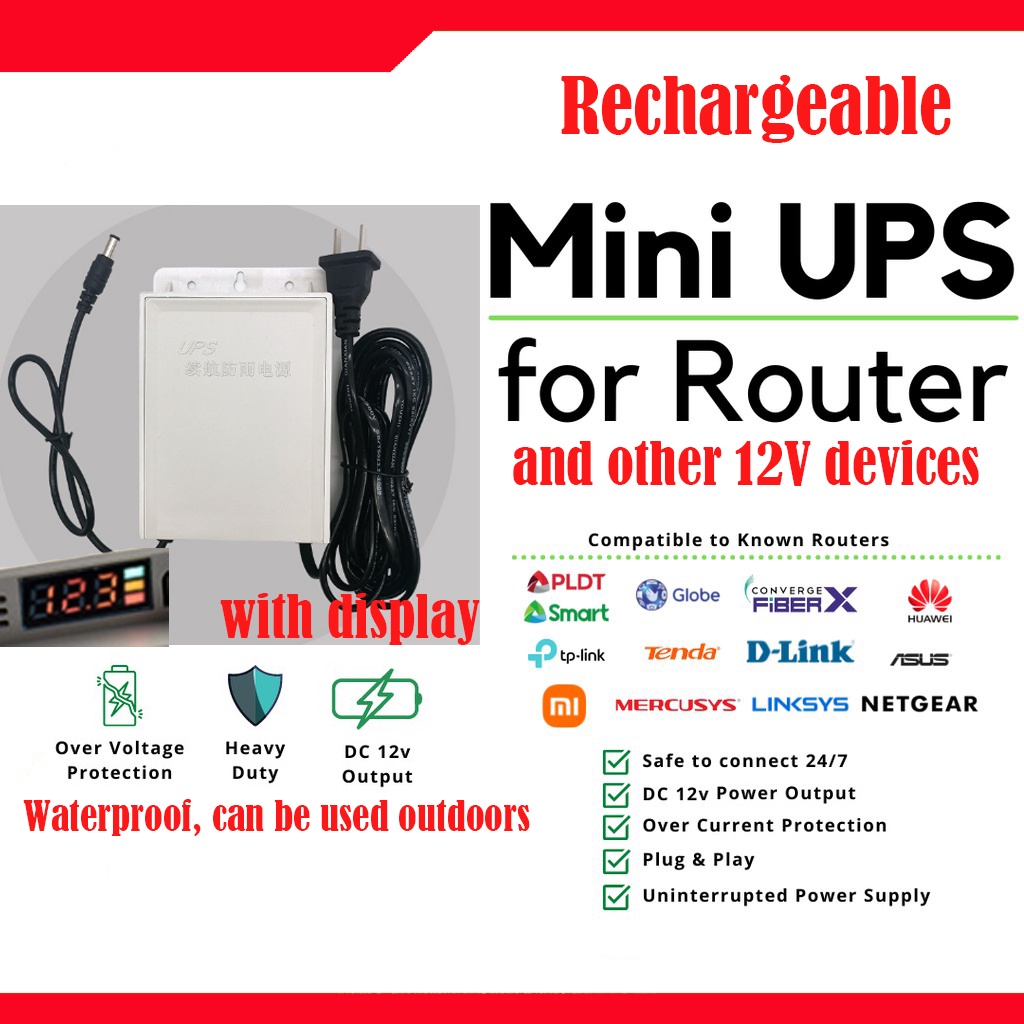 Zuleet# 12V ⭐Aa ⭐ Mini UPS For Pldt, Converge, Smart, SKY And Globe ...