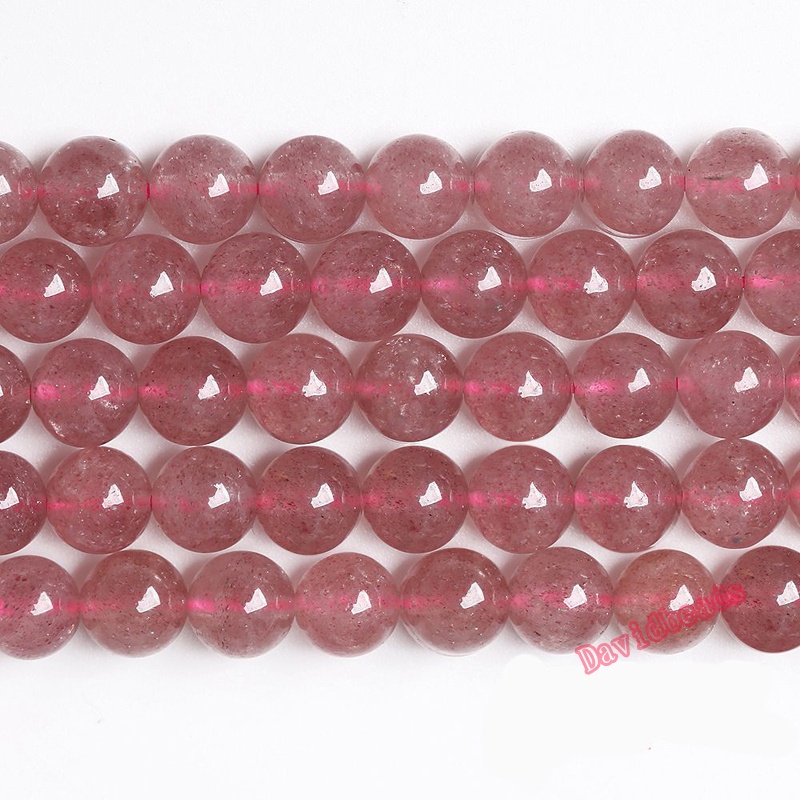 Natural Stone Strawberry Crystal Quartz Round Beads Strand 4/6/8/10/12 MM Pick Size For Jewelry ...
