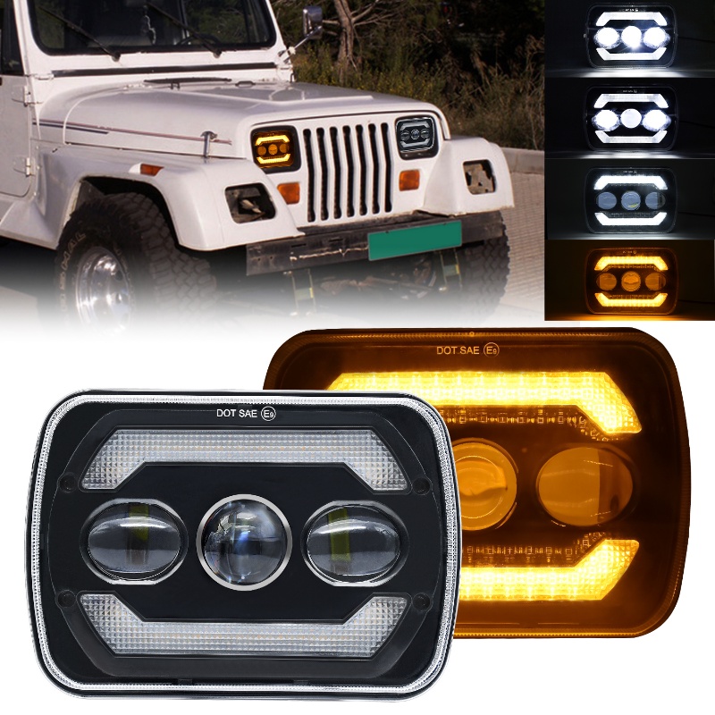 2pcs 7-inch Square Wrangler Headlights Off-road Vehicle Headlights ...
